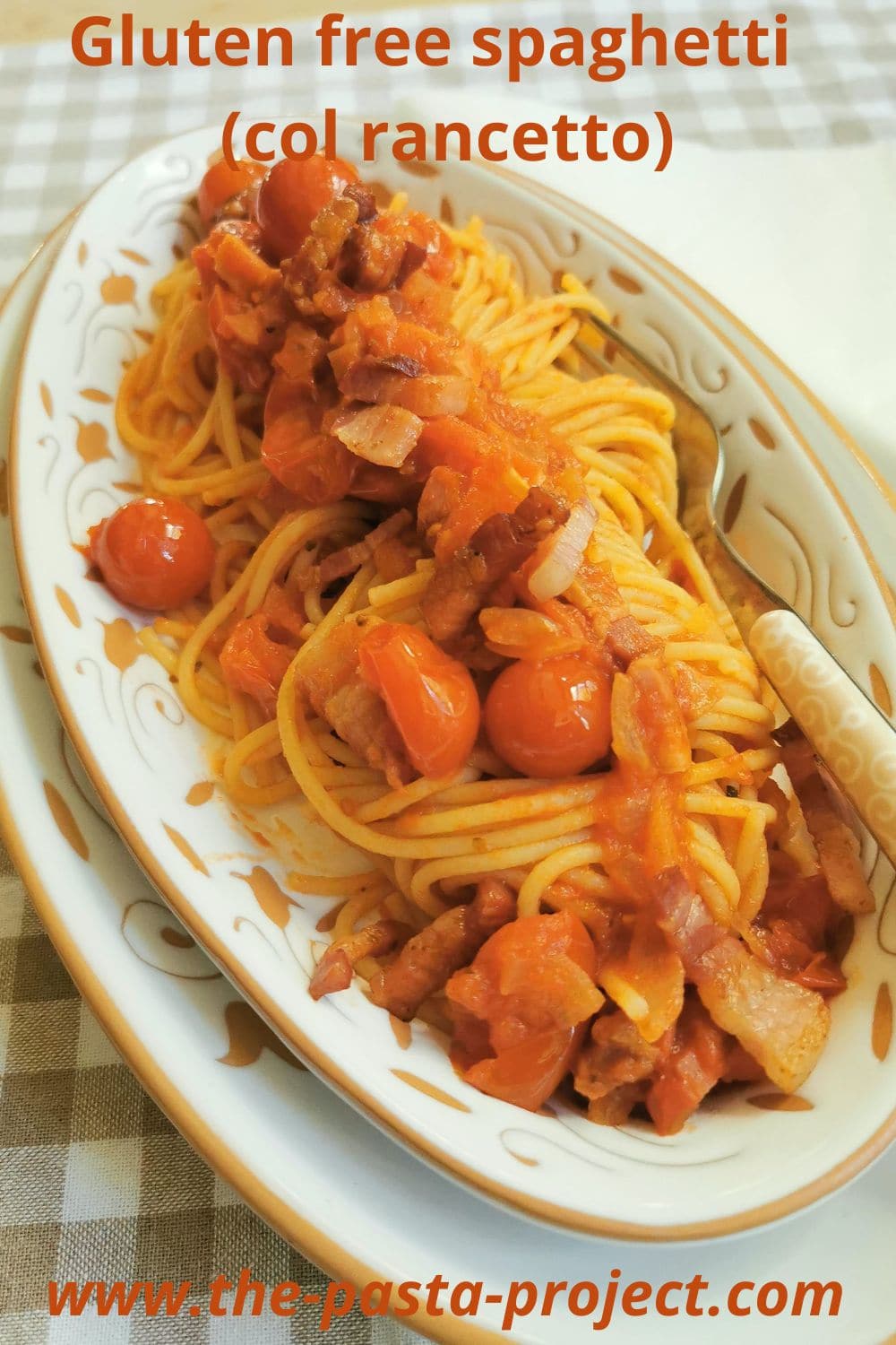 Gluten free spaghetti with pancetta tomato sauce. – The Pasta Project